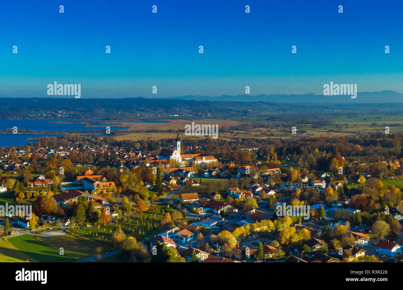 Diessen am Ammersee, Lake Ammer, Aerial view, Upper Bavaria, Bavaria ...