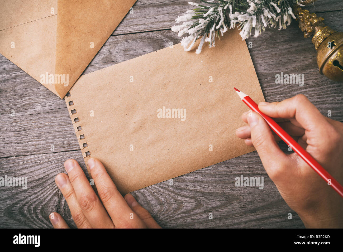 Preparation for the Christmas message on the eve of the holiday Stock ...