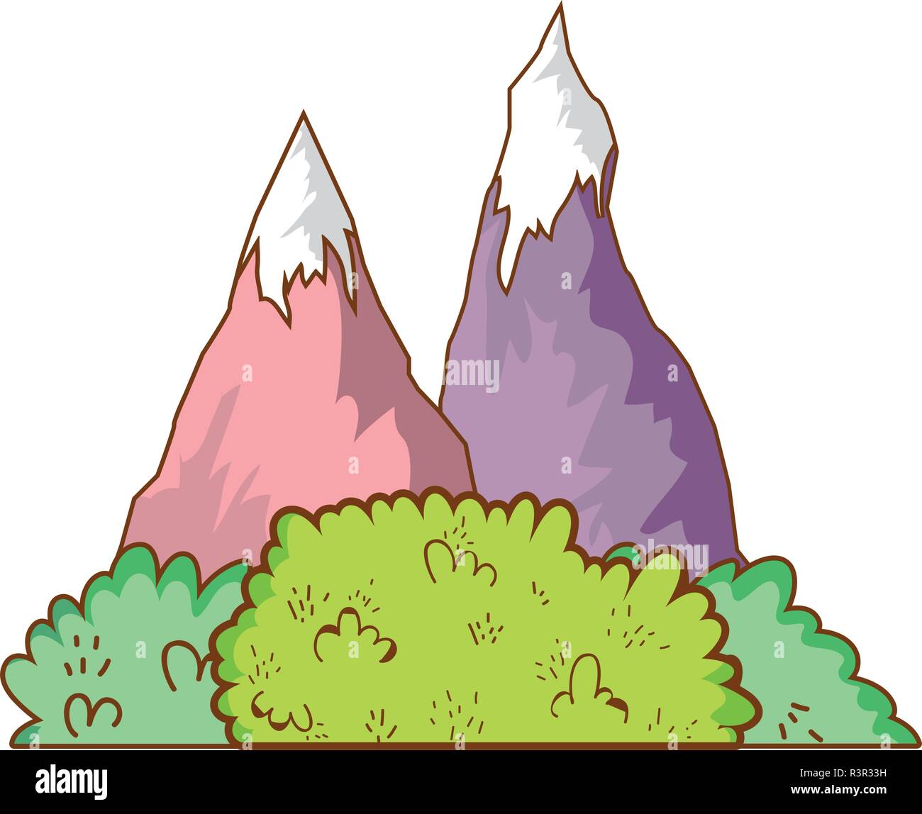 Landscape nature wtih mountain cartoon vector illustration graphic ...