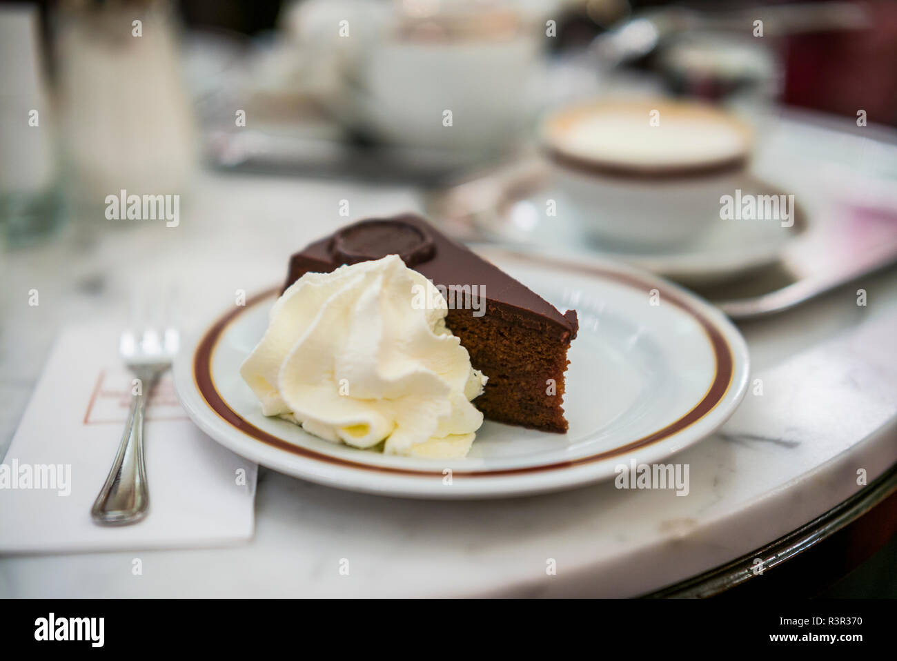 Austria, Vienna, Cafe Sacher, slice of Sacher Torte Stock Photo - Alamy