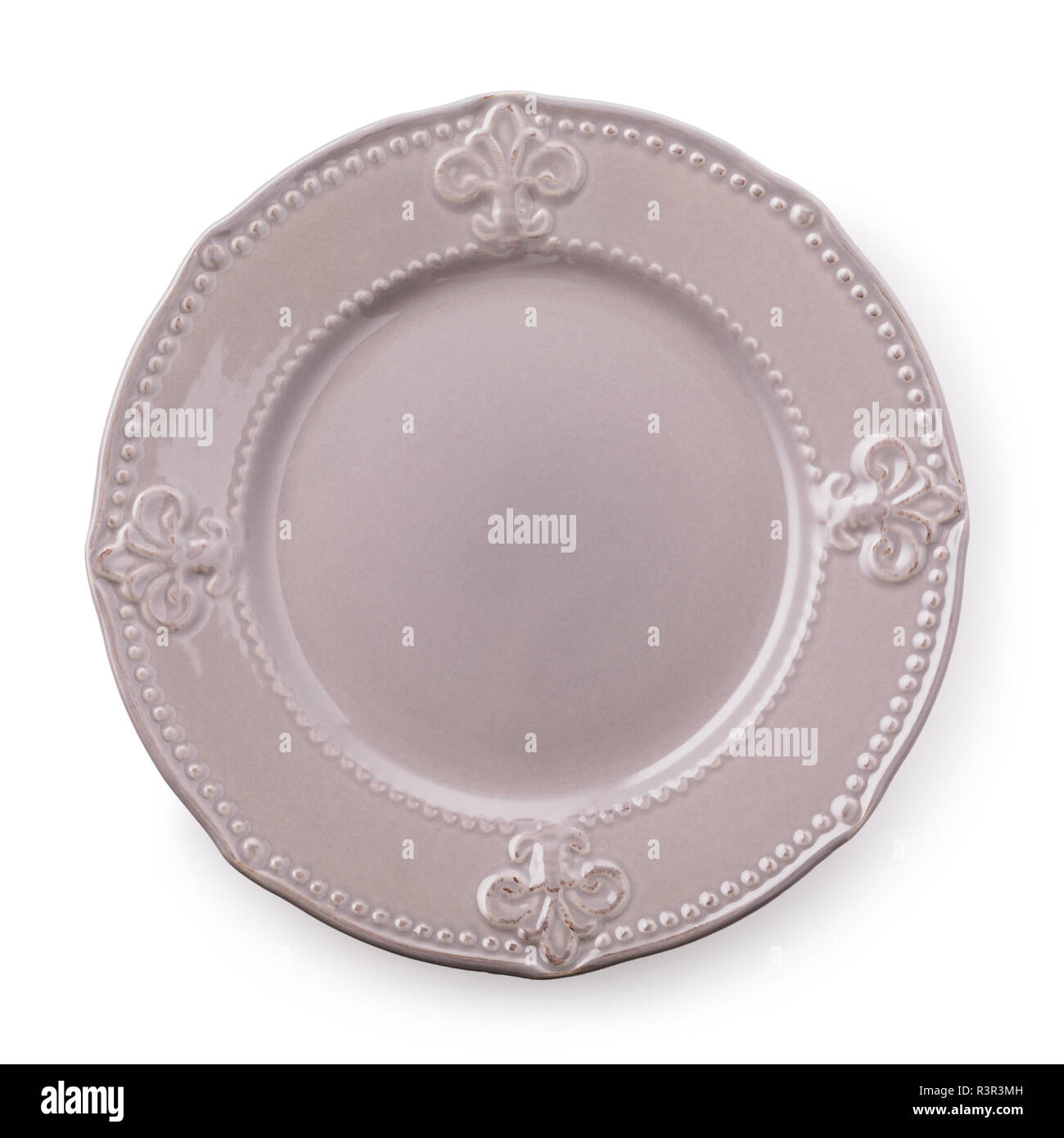 Top view of a ceramic plate isolated on white background Stock Photo ...