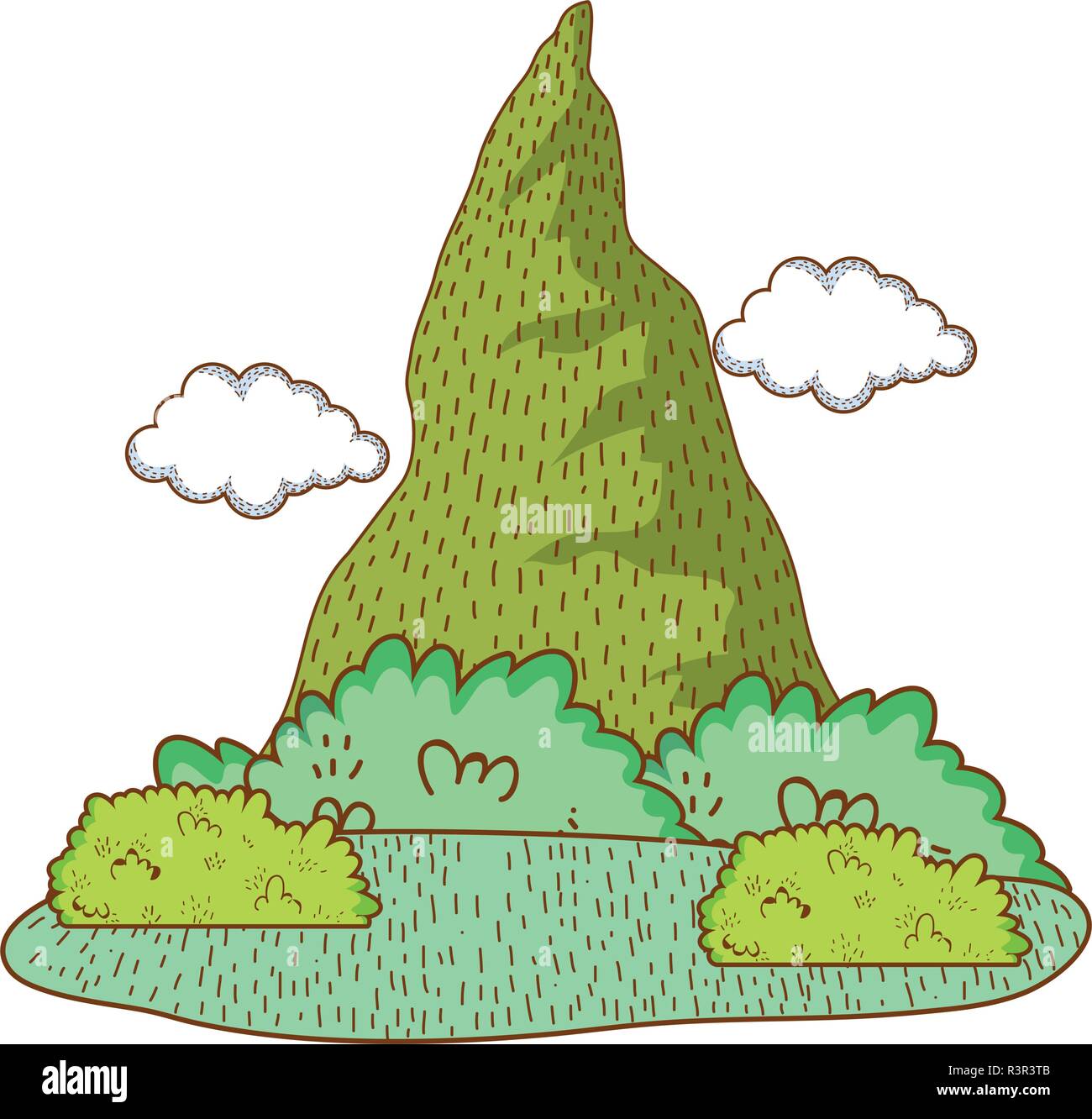 Landscape nature wtih mountain cartoon vector illustration graphic ...