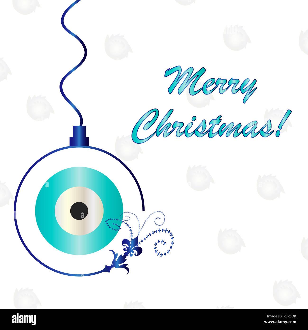 Merry Christmas card with blue evil eye illustration - white background ...