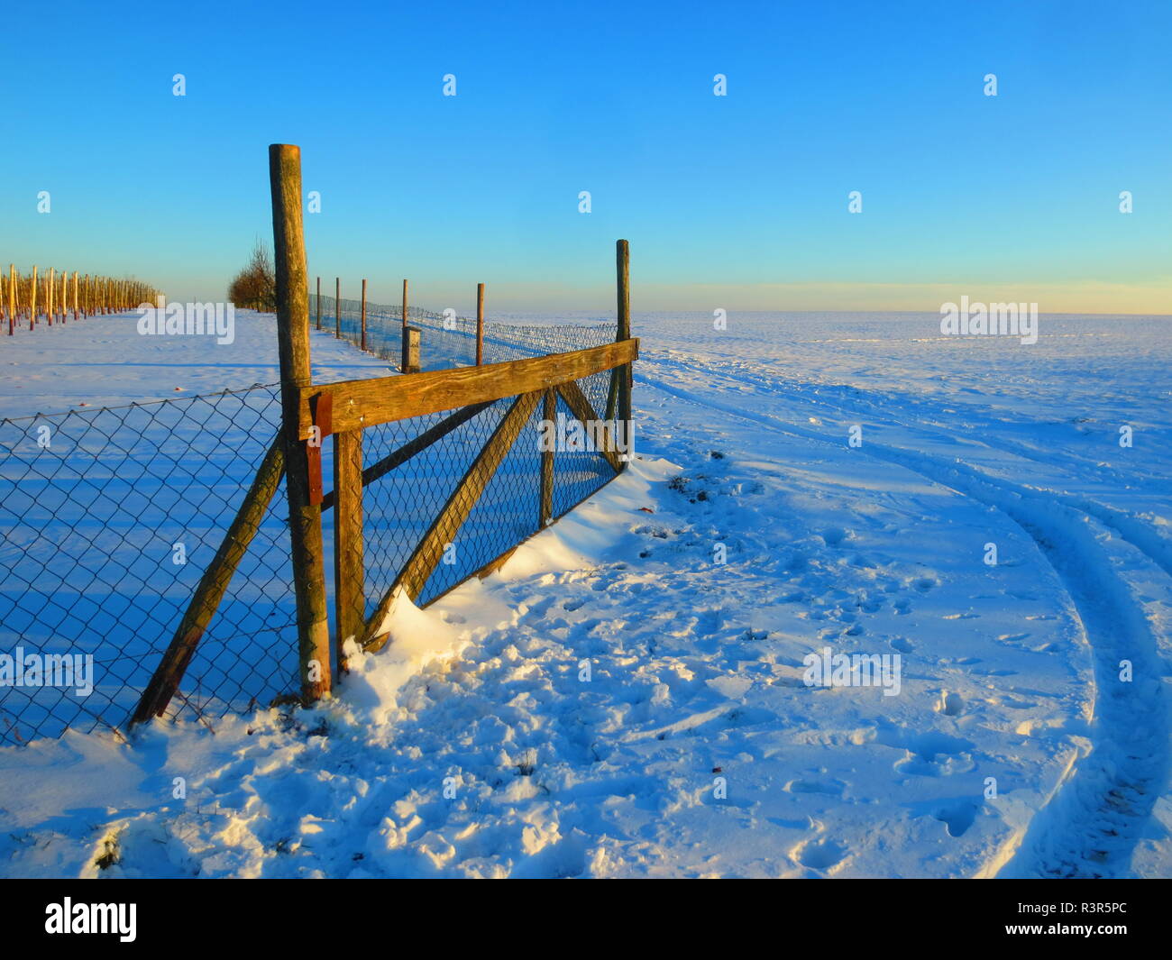 gate in snow Stock Photo - Alamy