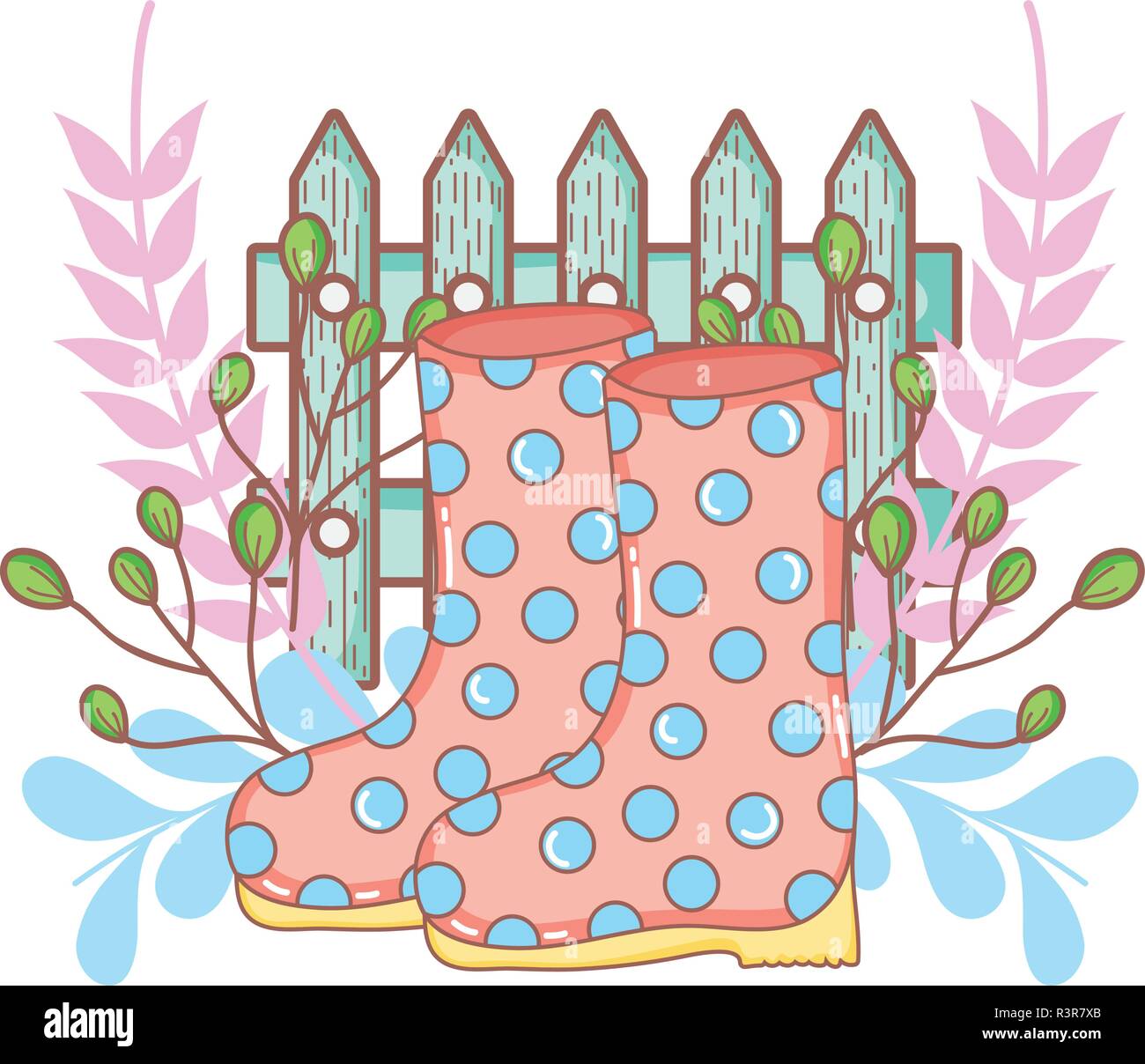 gardener boots rubber with wreath vector illustration design Stock ...