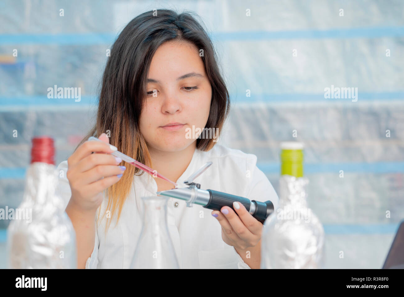 Testing wine in quality control lab Stock Photo - Alamy