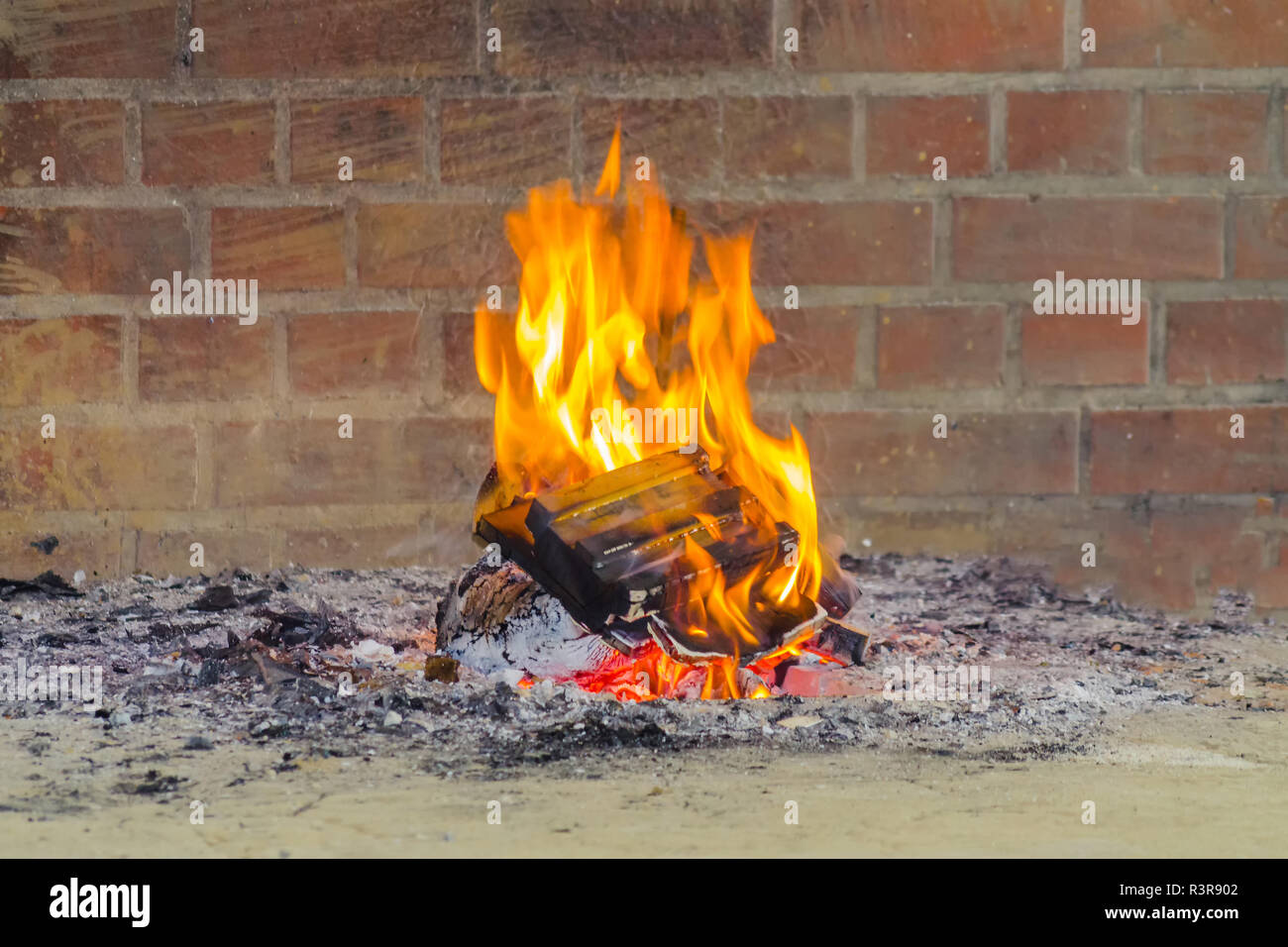 Atmospheric background with flame of chimney fire Stock Photo - Alamy