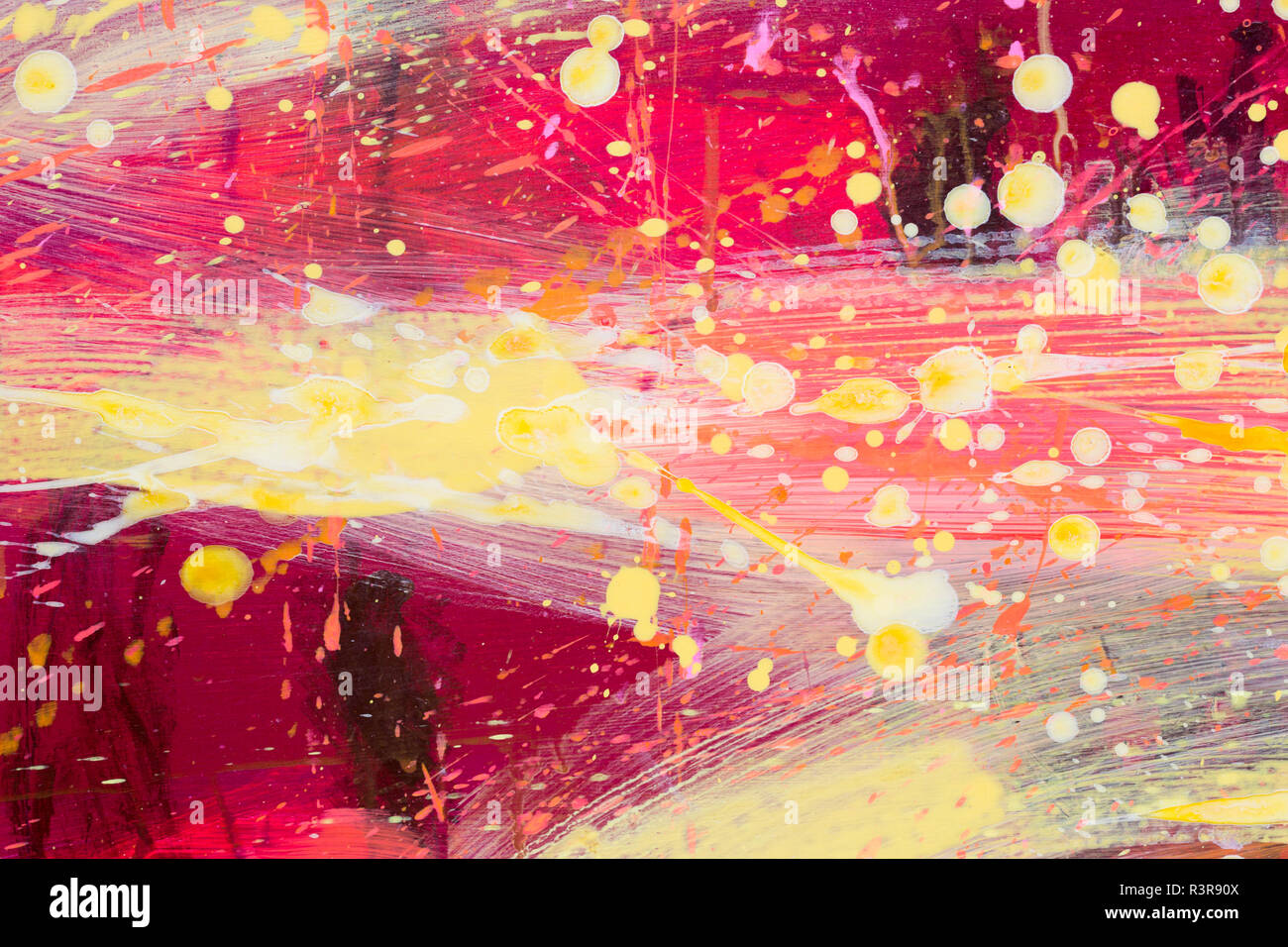 Abstract painting color texture. Bright artistic background in red and ...