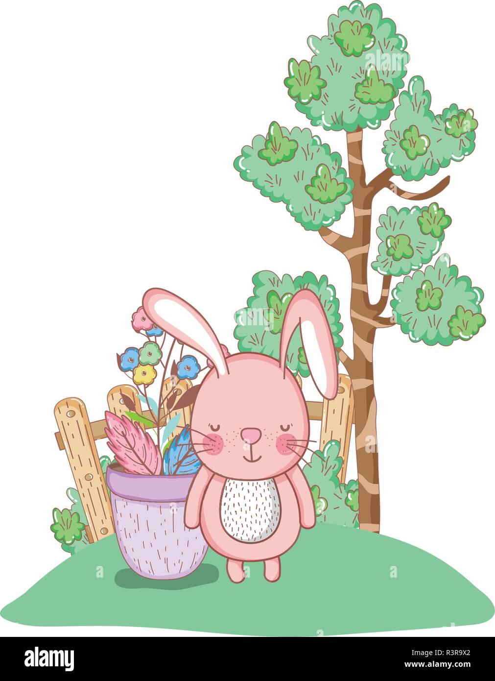 little rabbit in the garden vector illustration design Stock Vector ...