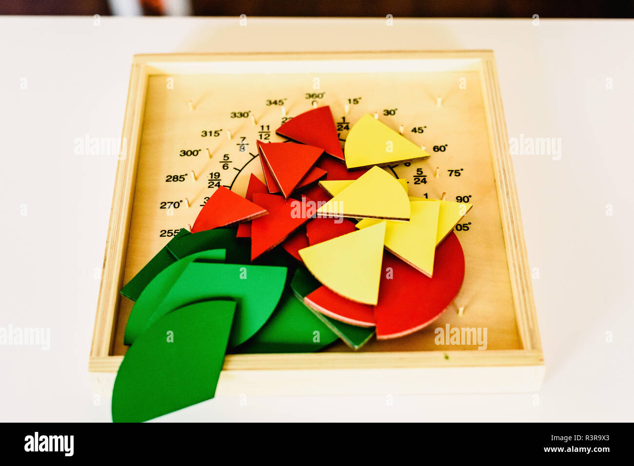 Geometry and mathematics materials in a Montessori classroom Stock ...