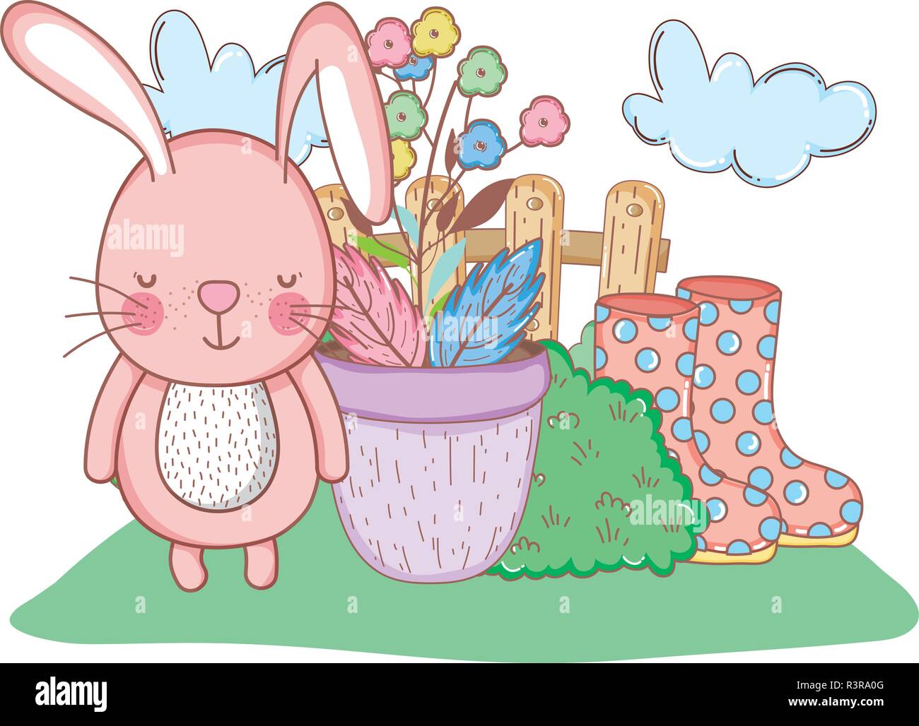 Illustration gardener bunny hi-res stock photography and images - Alamy