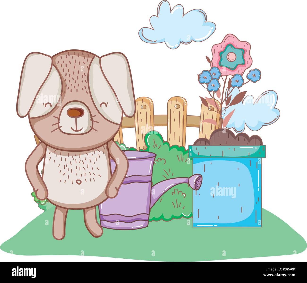 little dog in the garden vector illustration design Stock Vector Image ...