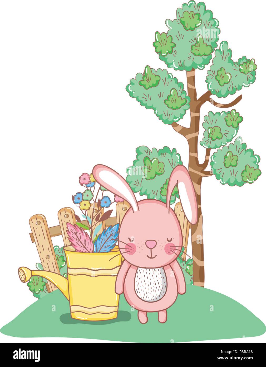 little rabbit in the garden vector illustration design Stock Vector ...