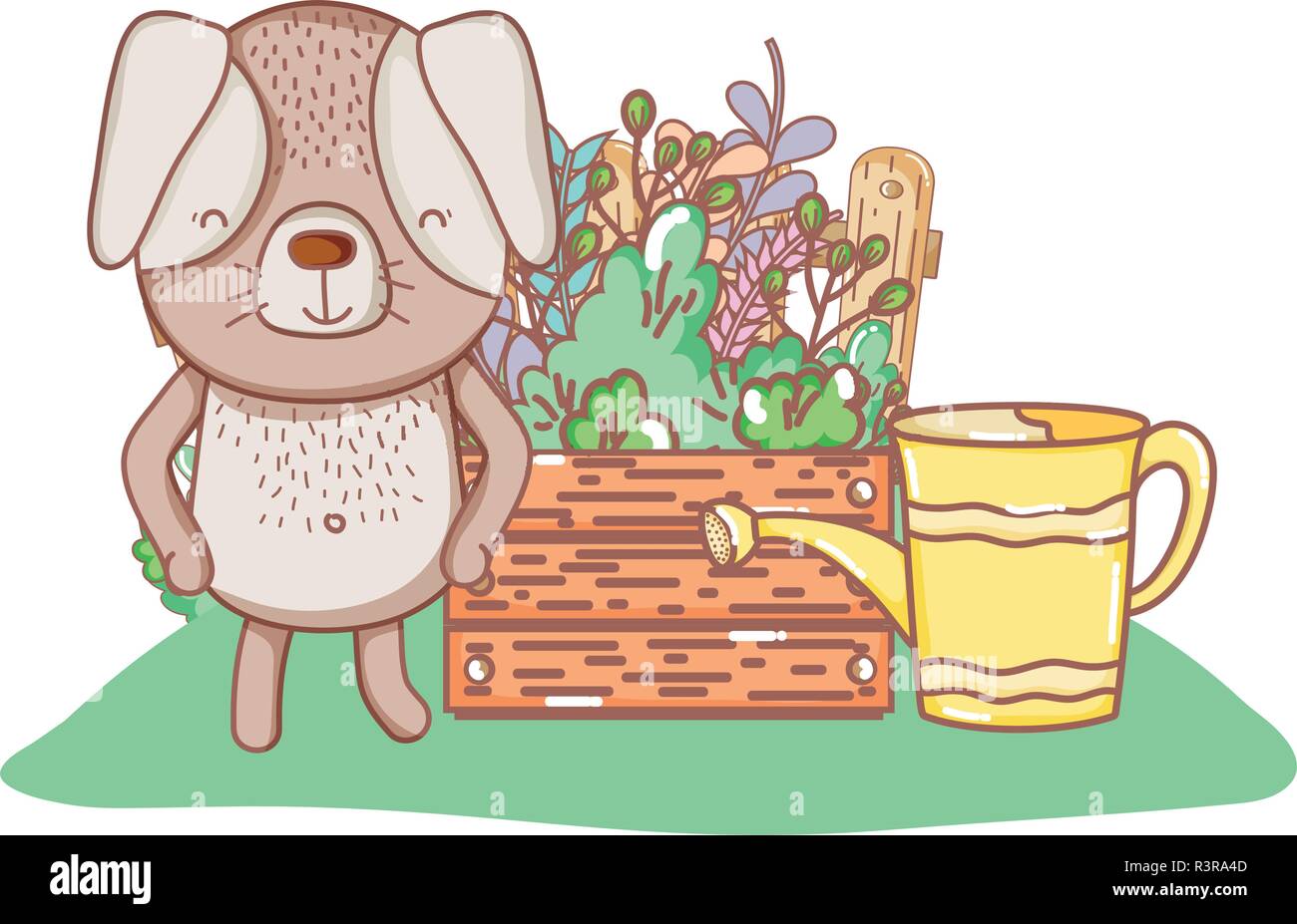 little dog in the garden vector illustration design Stock Vector Image ...