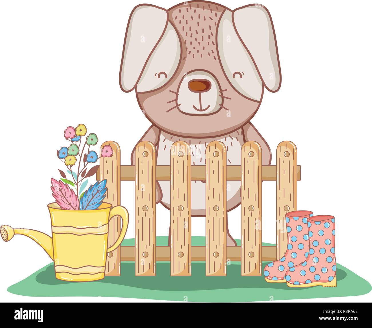 little dog in the garden vector illustration design Stock Vector Image ...