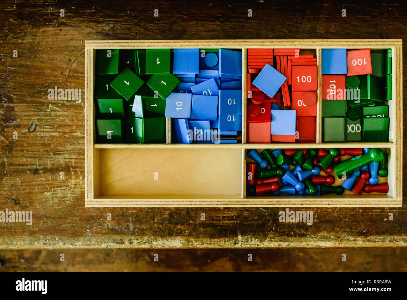 Wooden box with numbers to teach mathematics Stock Photo - Alamy