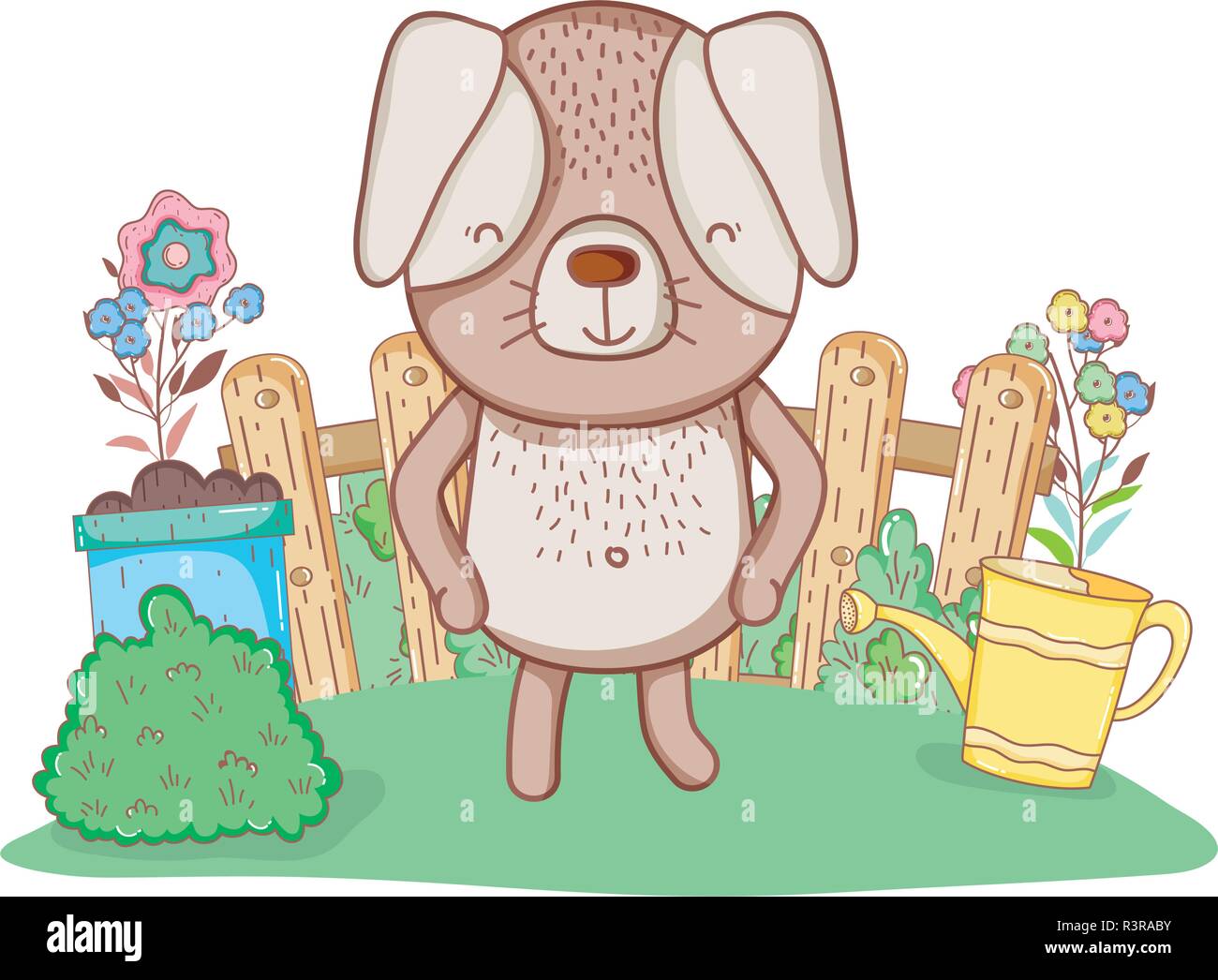 little dog in the garden vector illustration design Stock Vector Image ...
