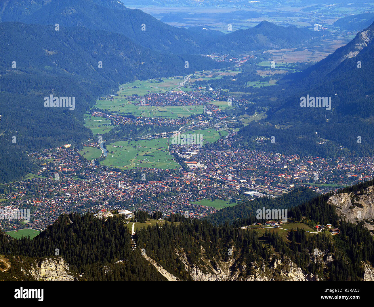 Beautiful Bavarian Village Garmisch-Partenkirchen from Mount Alpspitze ...