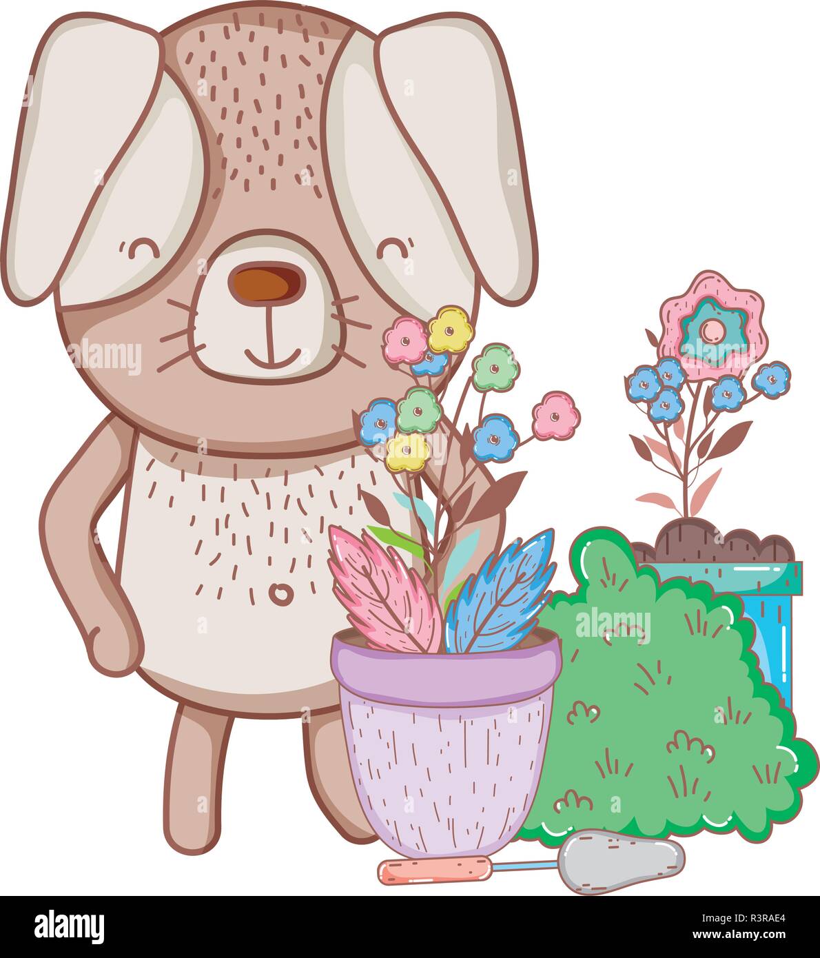 little dog in the garden vector illustration design Stock Vector Image ...