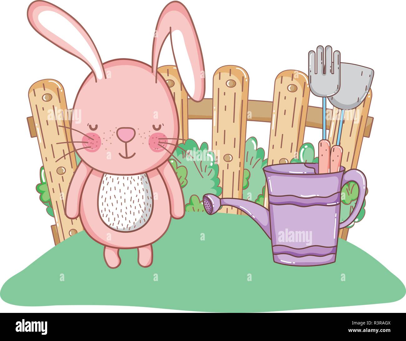 little rabbit in the garden vector illustration design Stock Vector ...