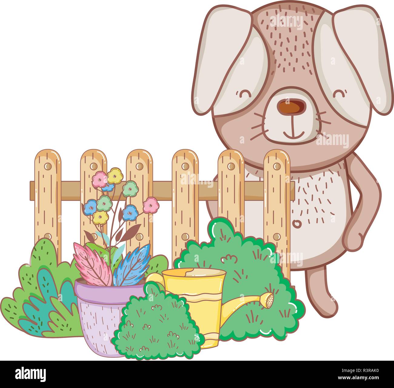 little dog in the garden vector illustration design Stock Vector Image ...