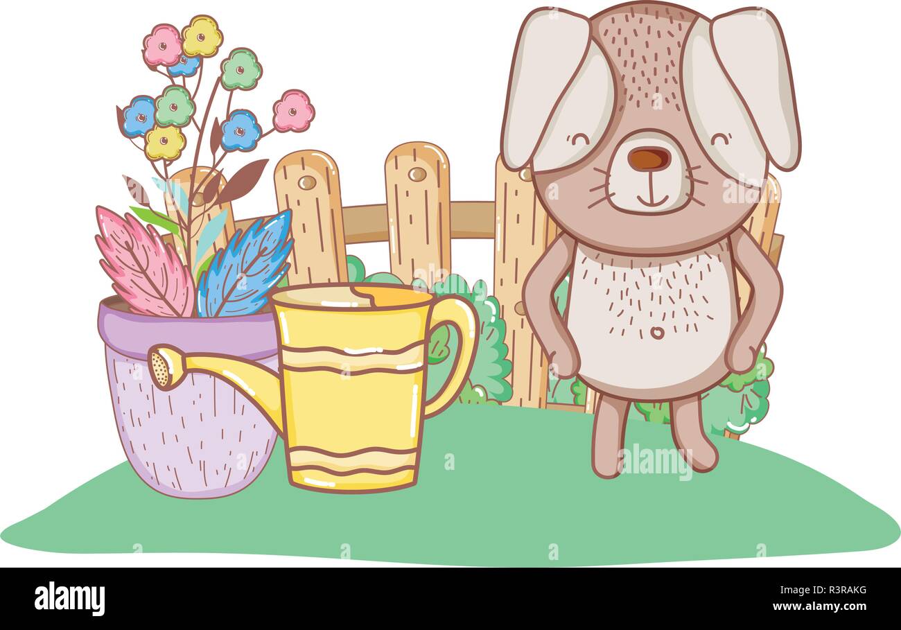 little dog in the garden vector illustration design Stock Vector Image ...