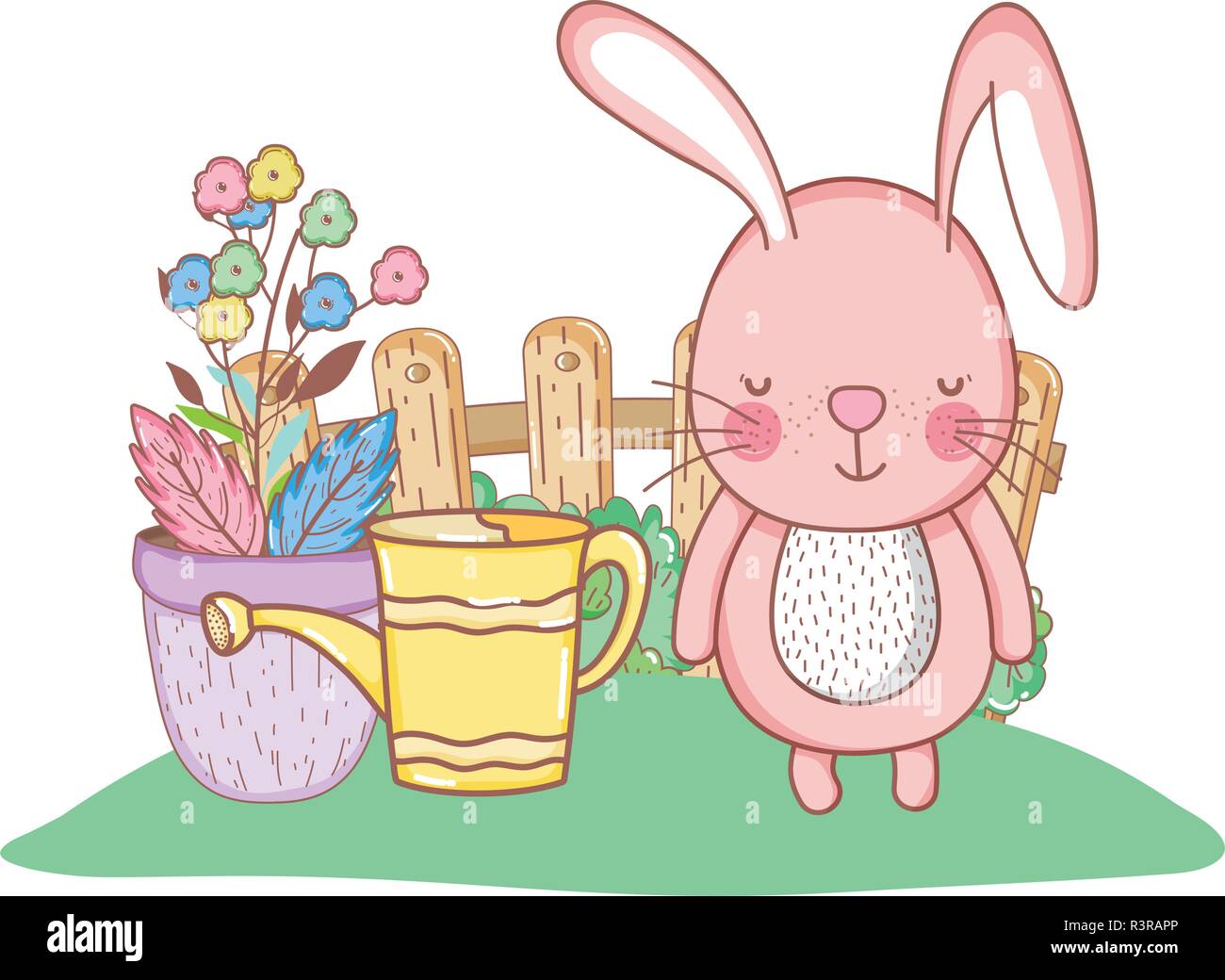 little rabbit in the garden vector illustration design Stock Vector ...