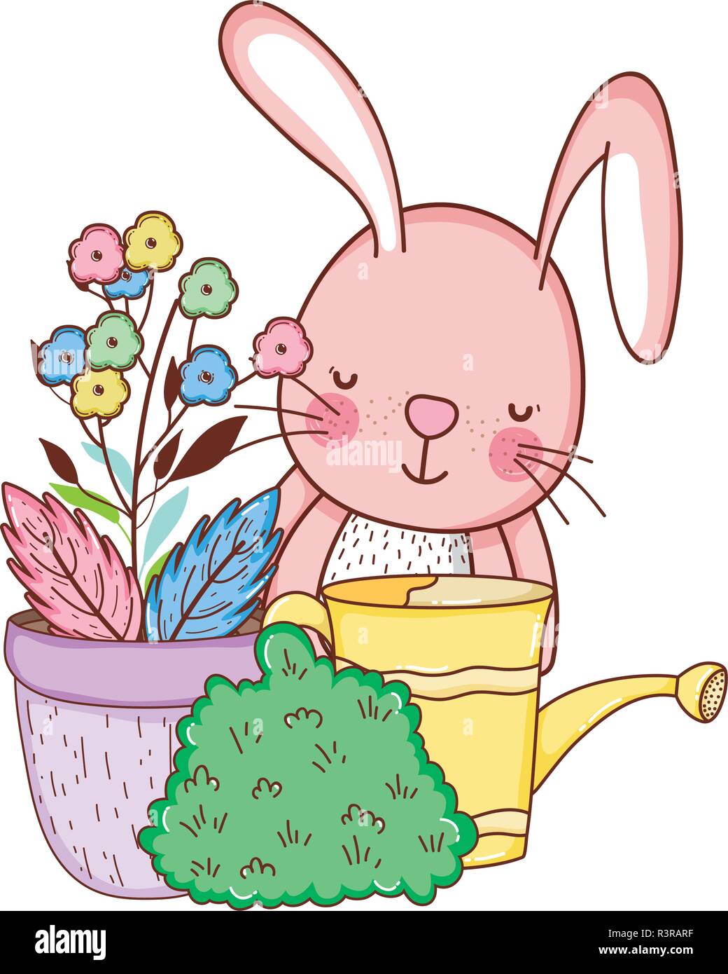 little rabbit in the garden vector illustration design Stock Vector ...