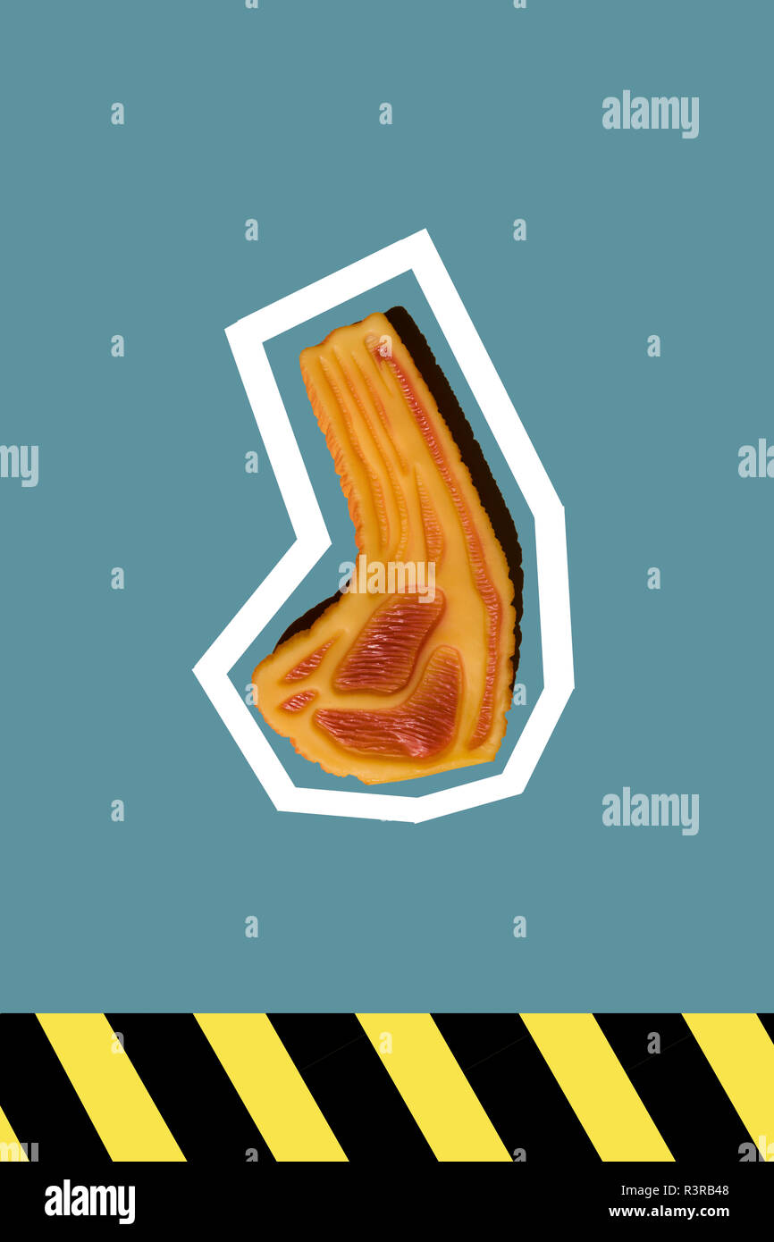 Fake chop pork, edged, barrier tape, 3D Rendering Stock Photo - Alamy