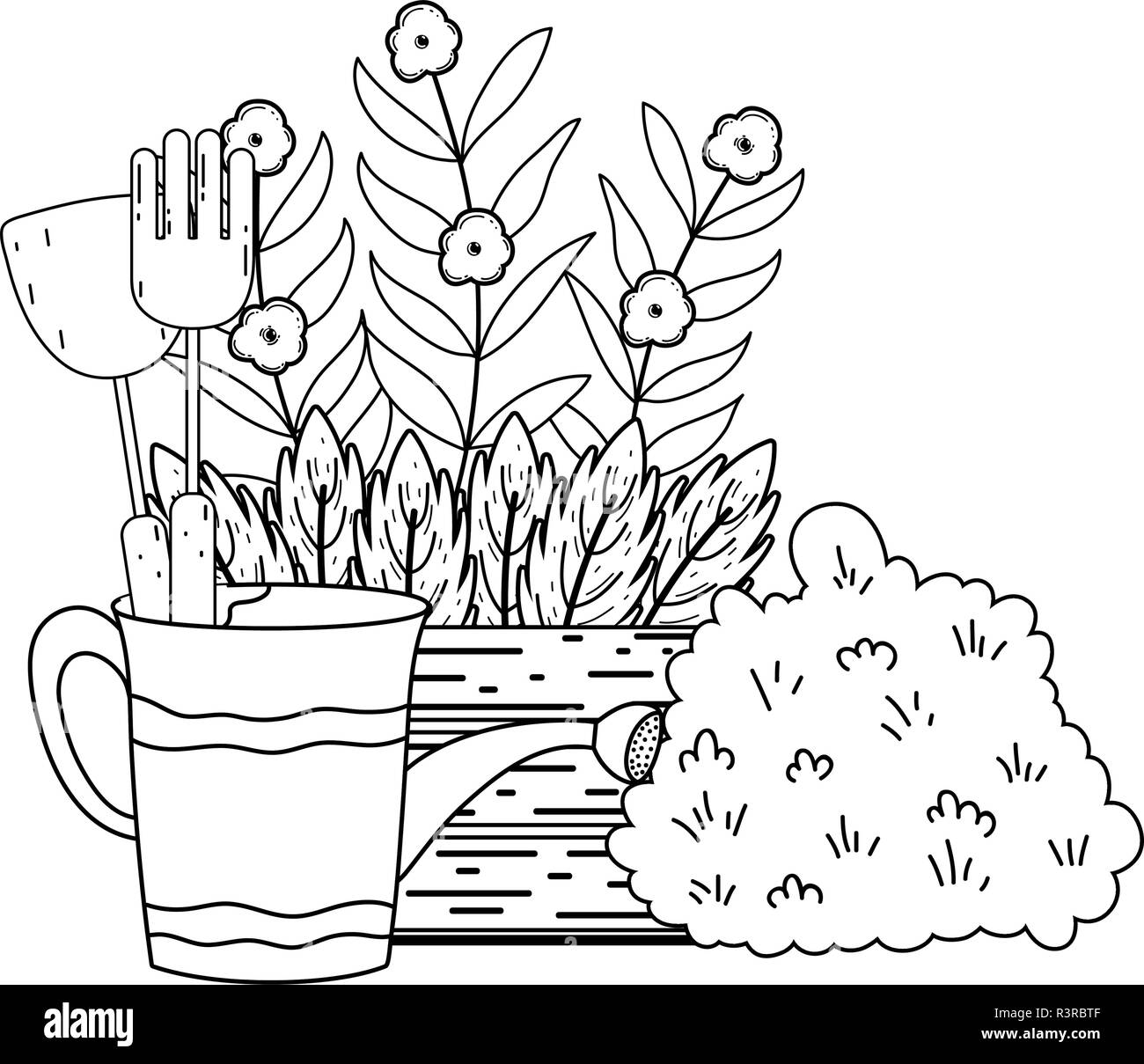 gardener shower sprinkler with flowers vector illustration design Stock ...