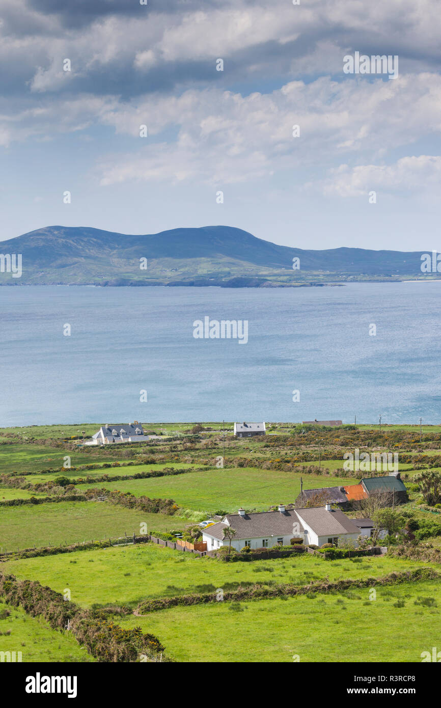 Ireland, County Kerry, Ring of Kerry, Loher, elevated coastal landscape ...