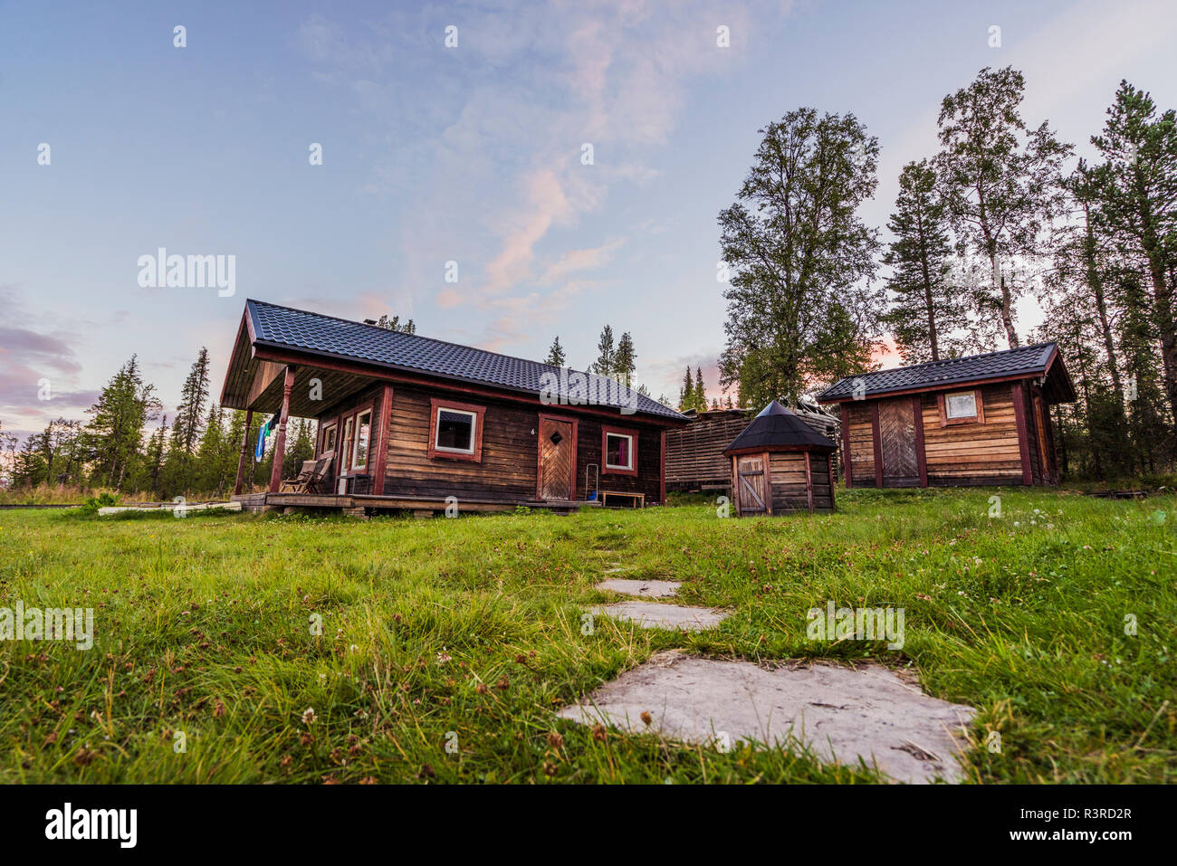 Sweden, Kiruna, Remote wood house in nature Stock Photo - Alamy