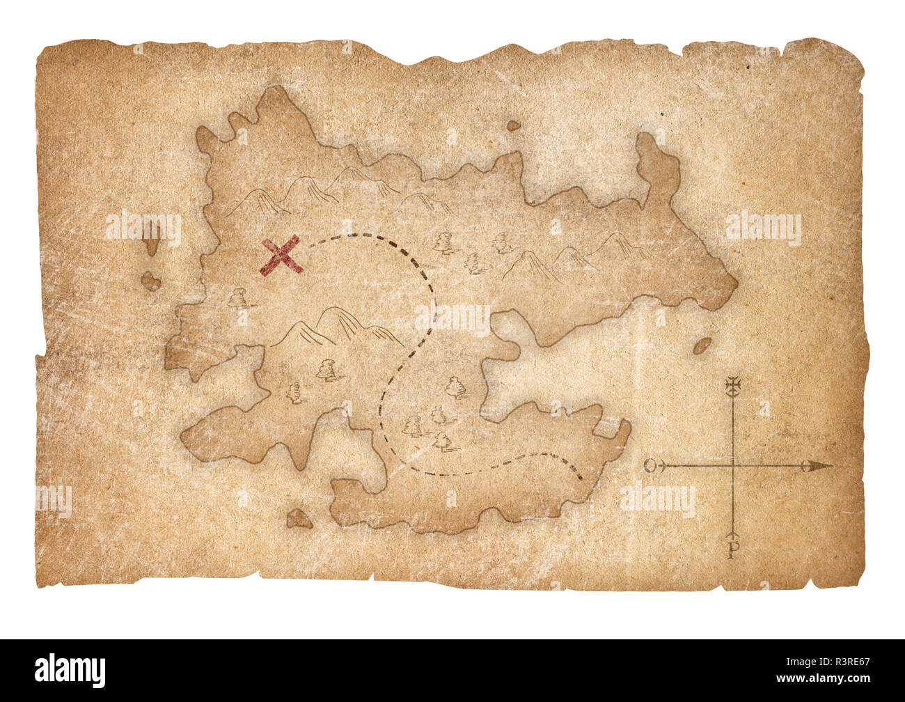 treasure pirates map isolated on white with clipping path Stock Photo ...