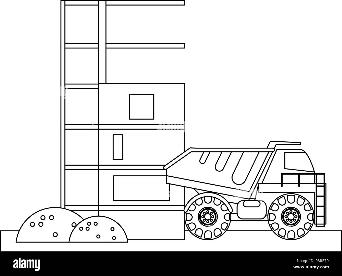 Construction Truck Clipart Black And White