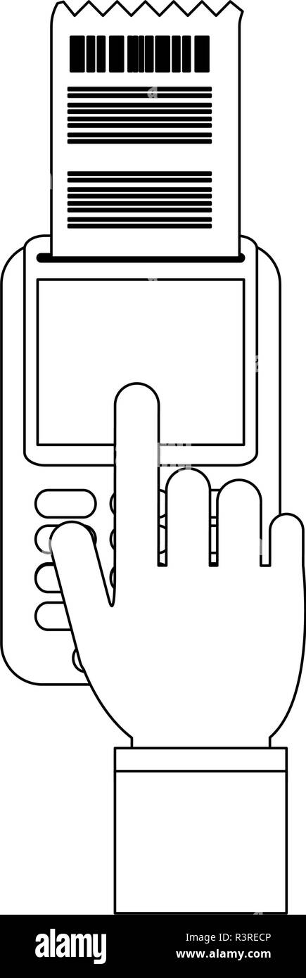 Hand using credit card reader in black and white Stock Vector Image ...