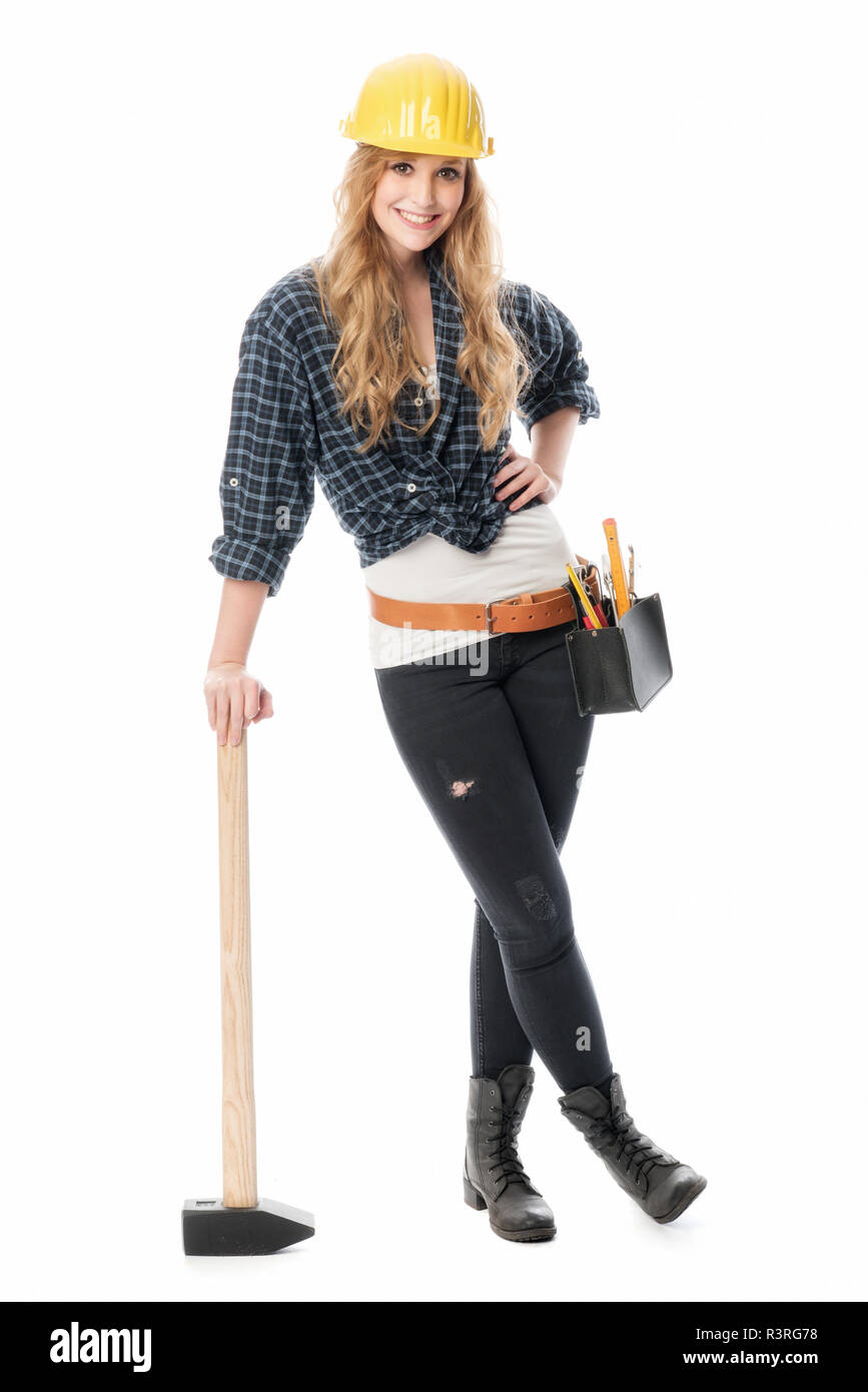 female craftsman with hammer Stock Photo - Alamy