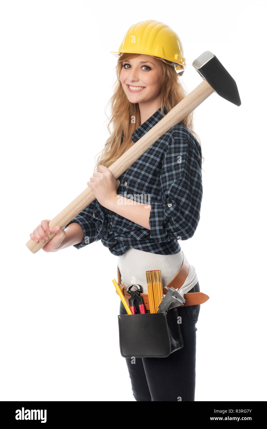 female craftsman with hammer Stock Photo - Alamy