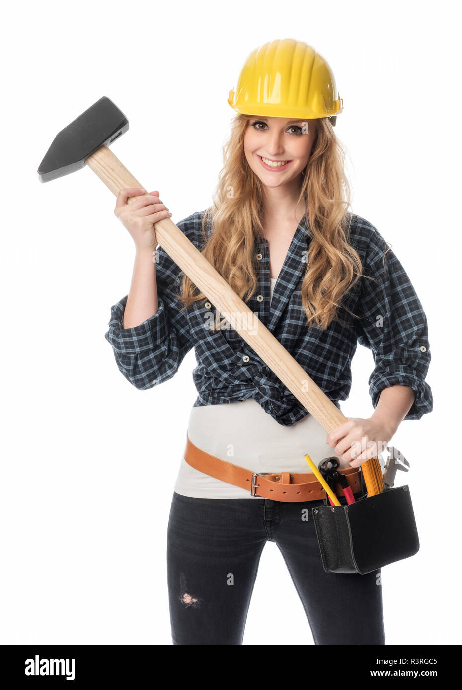 female craftsman with hammer Stock Photo - Alamy