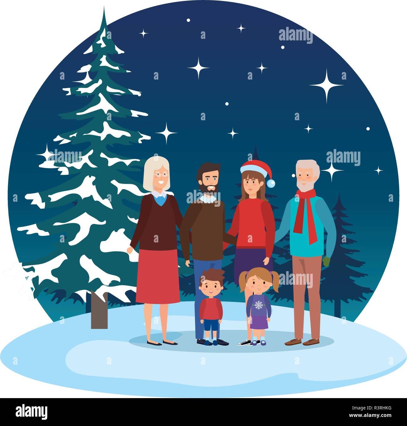 Father and son in the snow Stock Vector Images - Alamy