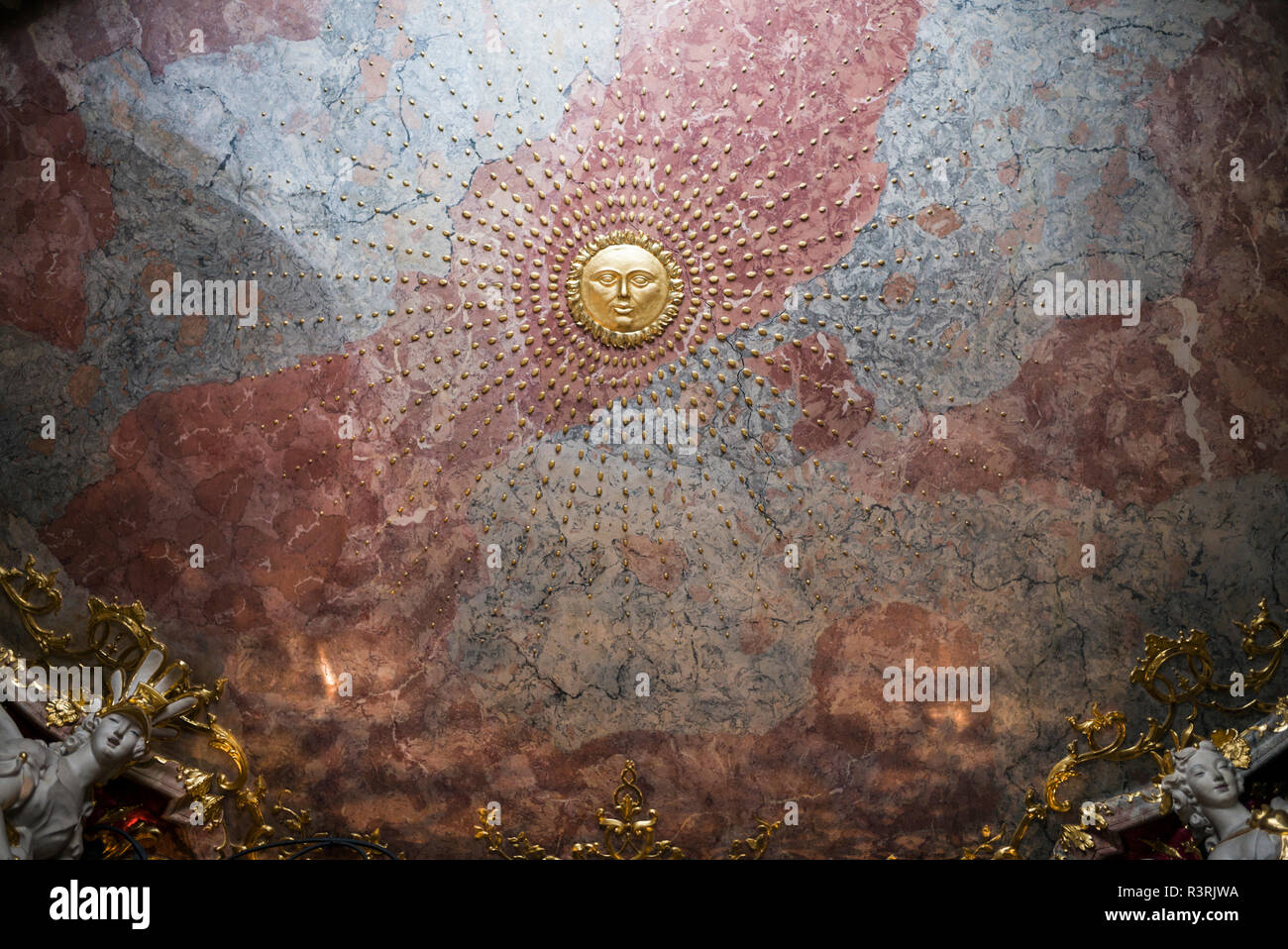Germany, Bavaria, Munich. Asam Church vestibule detail, Baroque church ...