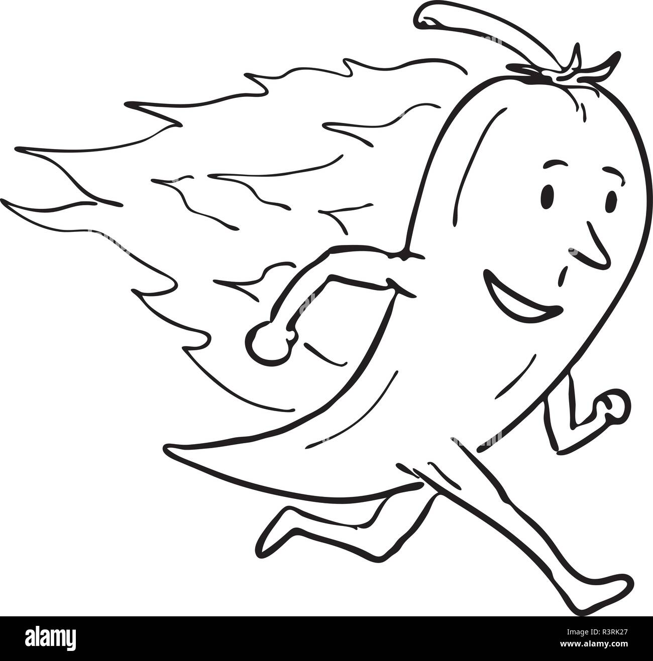 Drawing sketch style illustration of a a red chili or chilli pepper on ...