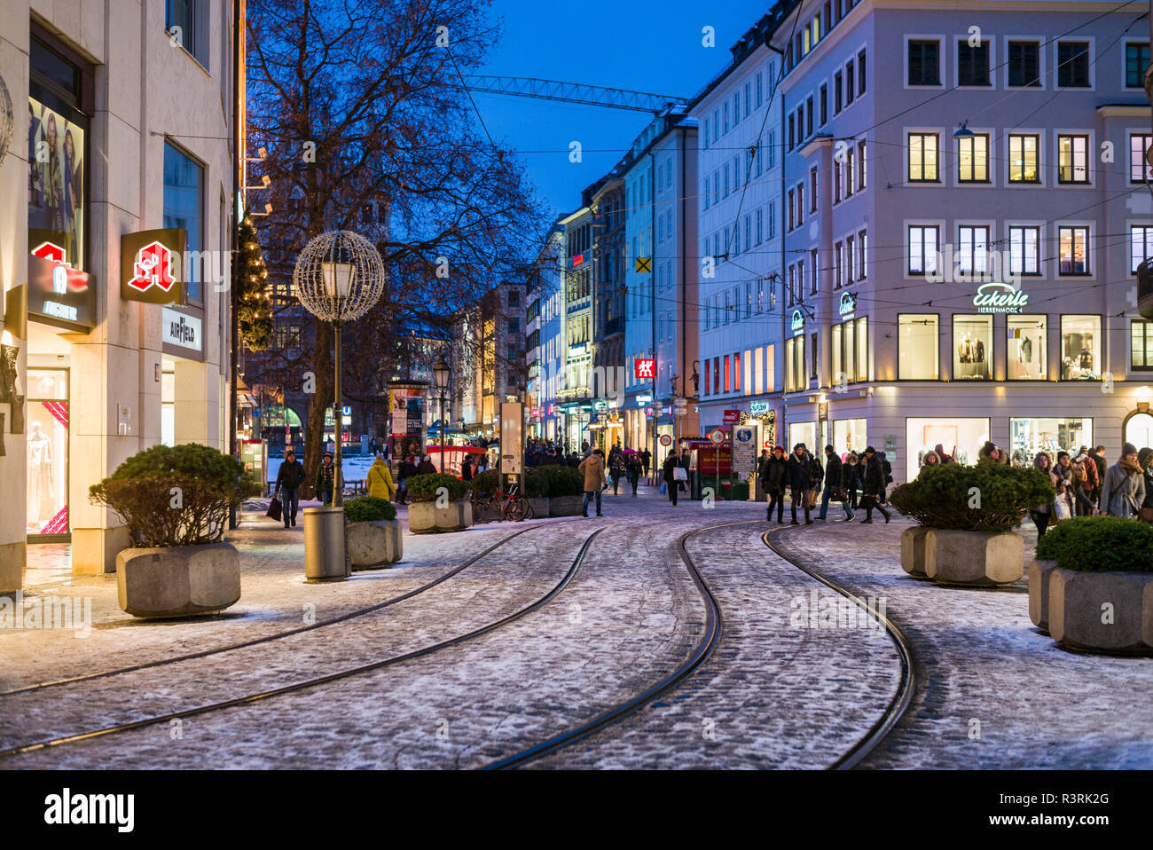 Germany, Bavaria, Munich. Theatiner Strasse shopping district Stock ...