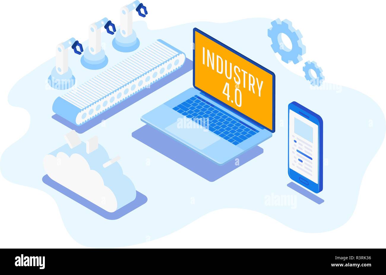Isometric Factory automation, Industry 4.0, Internet of Things, Vector ...