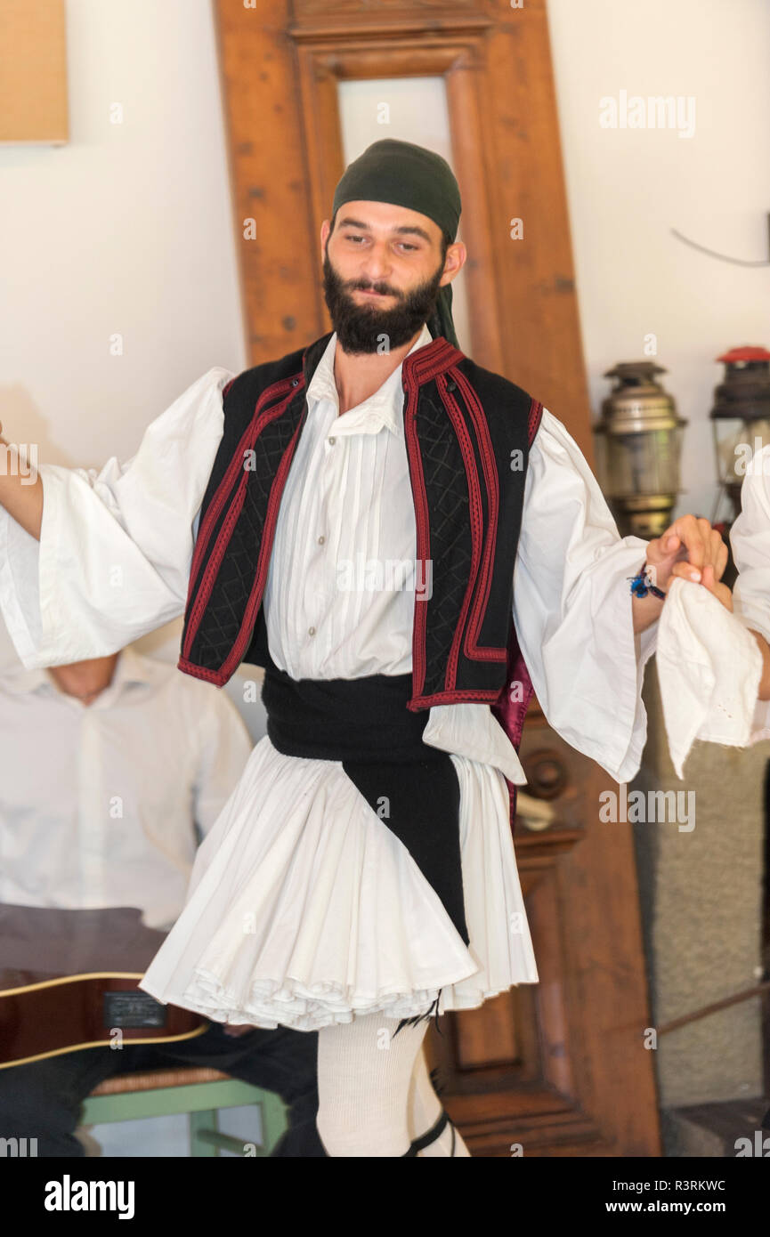 Traditional Greek dancer, Tourist Club, Olympia, Greece Stock Photo - Alamy