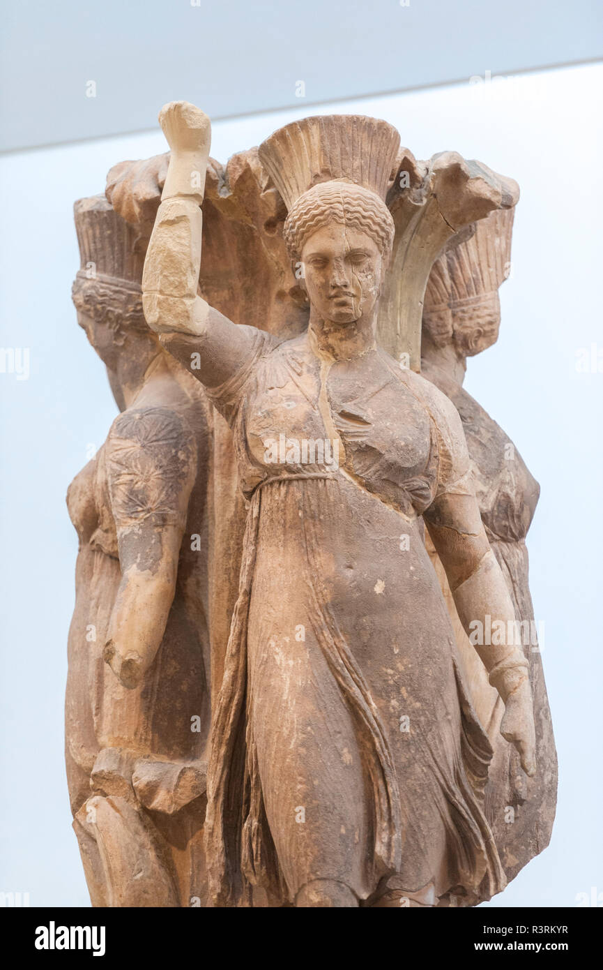 Column of the Dancers, Delphi Museum, Delphi, Greece Stock Photo - Alamy