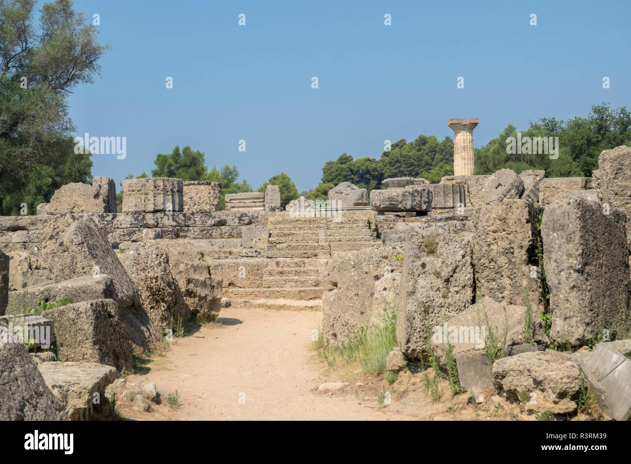 Temple of Zeus, Ancient Greek ruins, Olympia, Greece, Europe Stock Photo - Alamy
