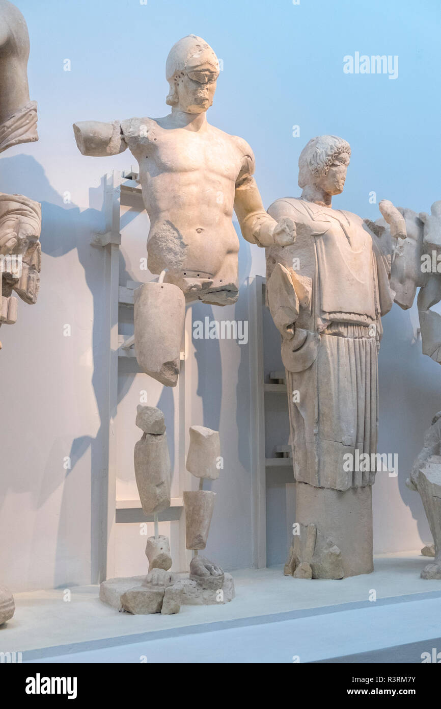 Sculptures from Temple of Zeus, Olympia Museum, Olympia, Greece Stock ...