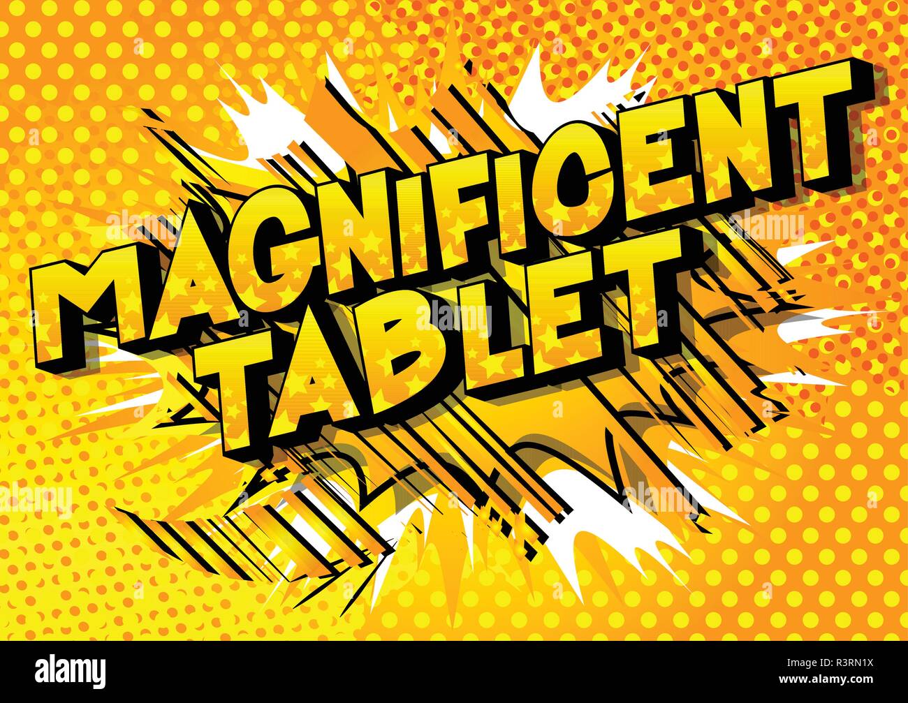 Magnificent Tablet - Vector illustrated comic book style phrase Stock ...
