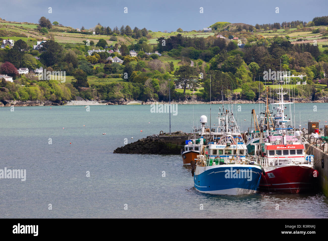Ireland, County Cork, Union Hall, harbor view with fishing boats Stock ...