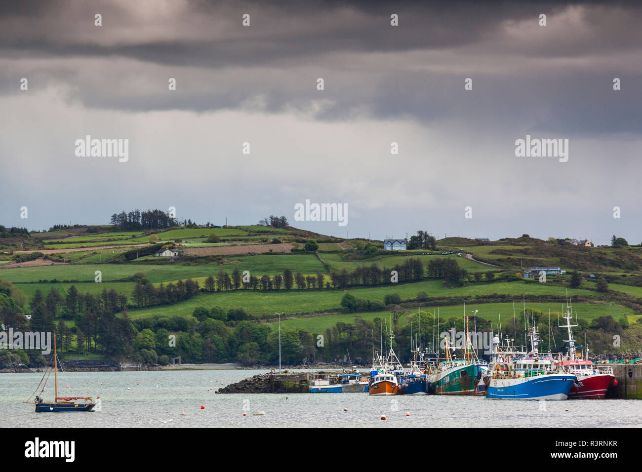 Ireland, County Cork, Union Hall, harbor view with fishing boats Stock ...